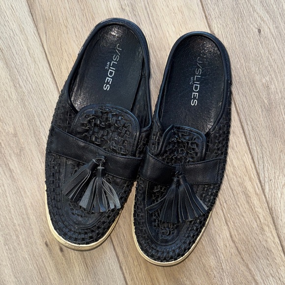 J Slides | Shoes | J Slides Nyc Carissa Black Tassel Leather Slip On ...